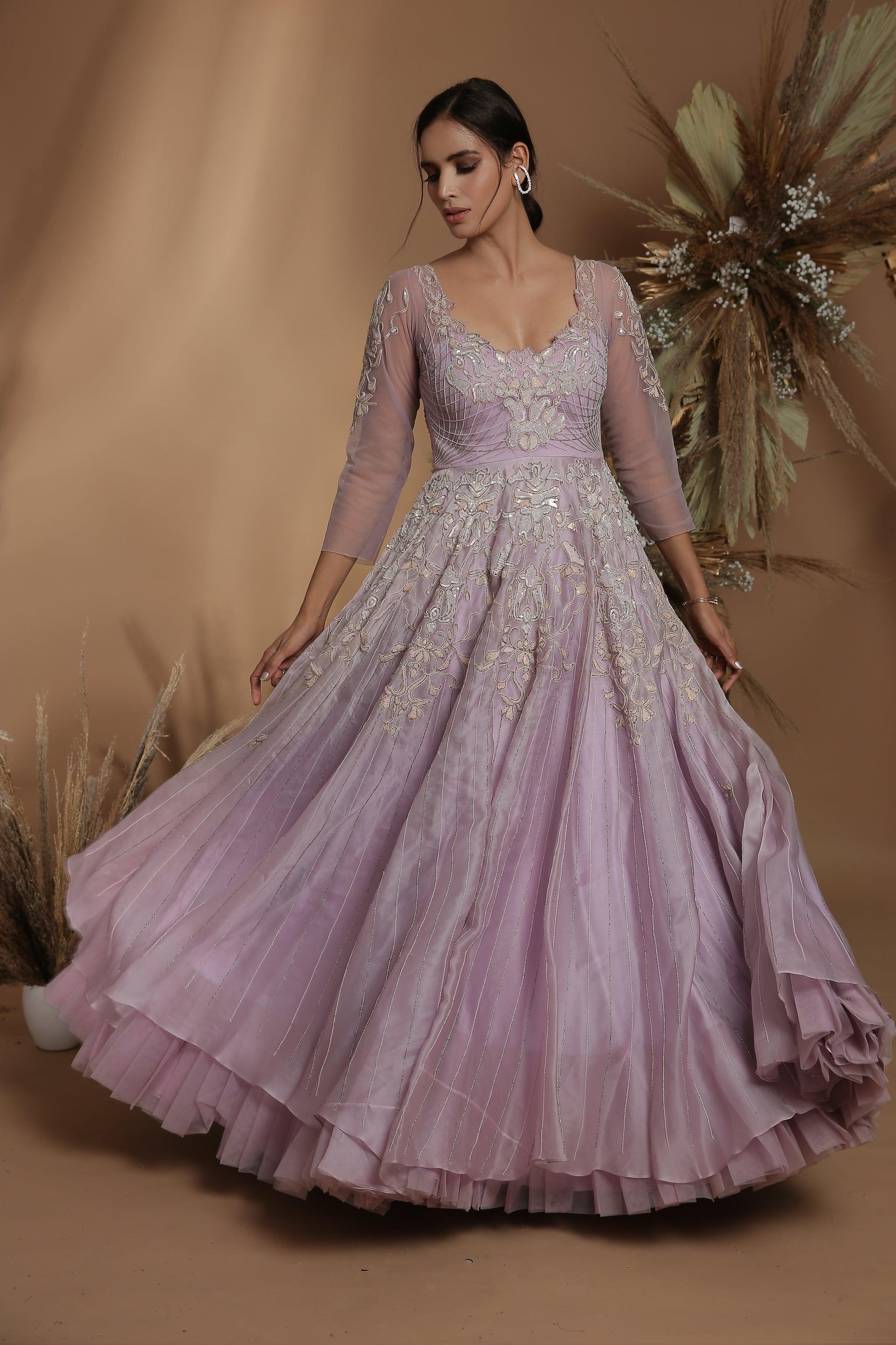 Lilac Embroidered Gown